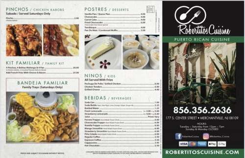 Robertito's Cuisine menu in Merchantville, New Jersey, USA