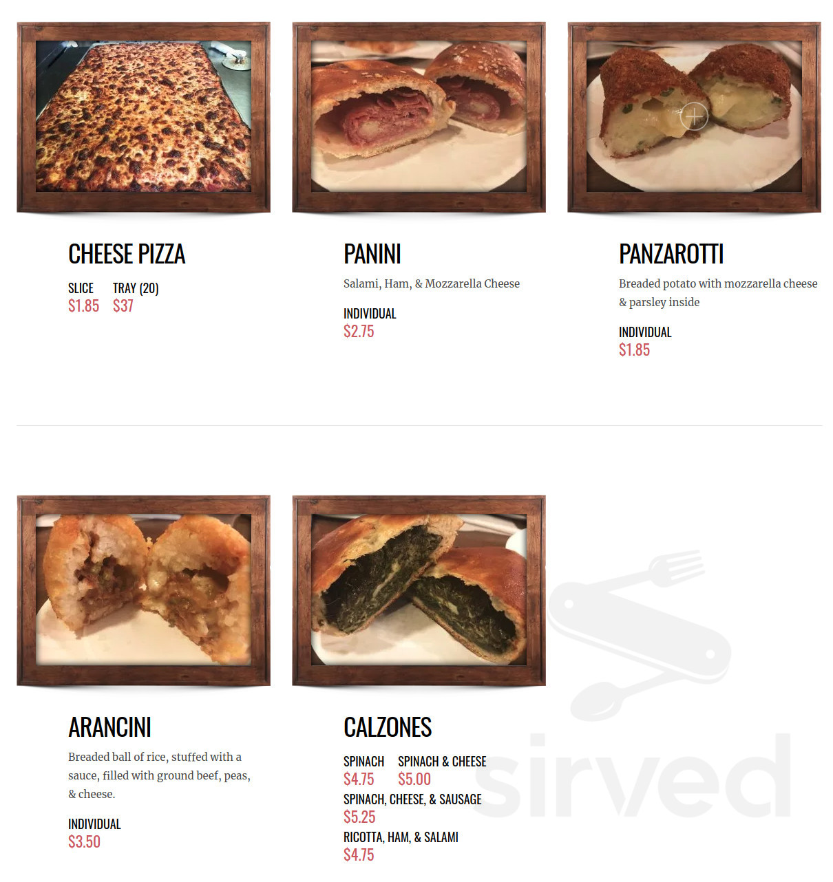 Menu for Galleria Umberto in Boston, MA | Sirved