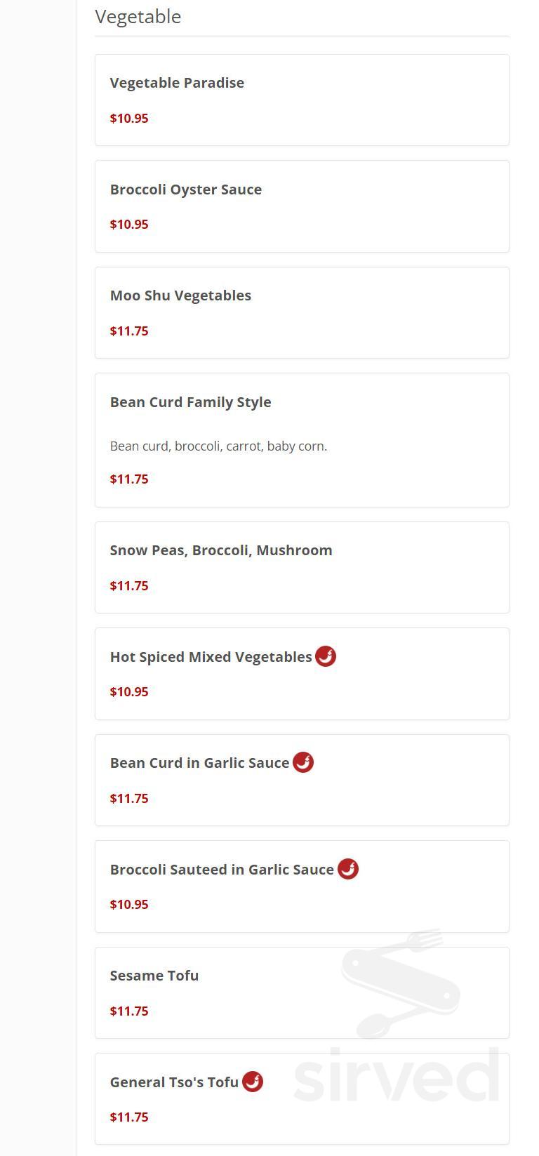 Anna Chung's Chinese menu in Eagan, Minnesota, USA