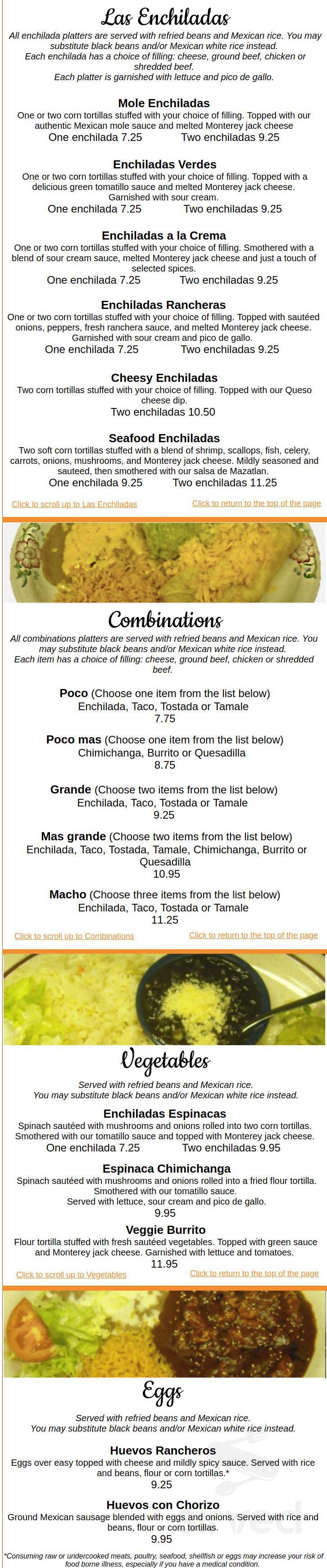 Menu - Wilmington NC's La Costa Mexican Restaurant | Sirved