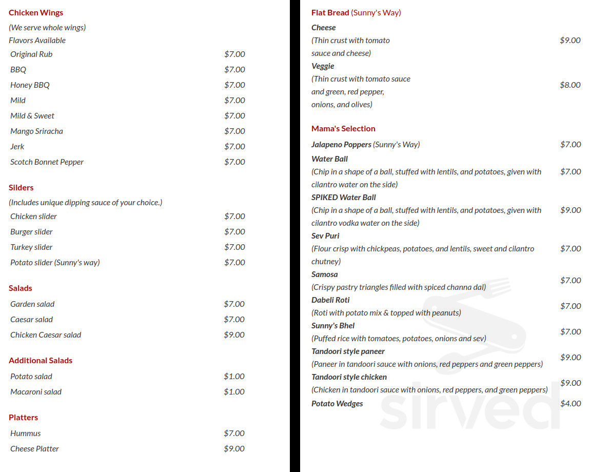 Garden State Bar menu in Milltown, New Jersey, USA
