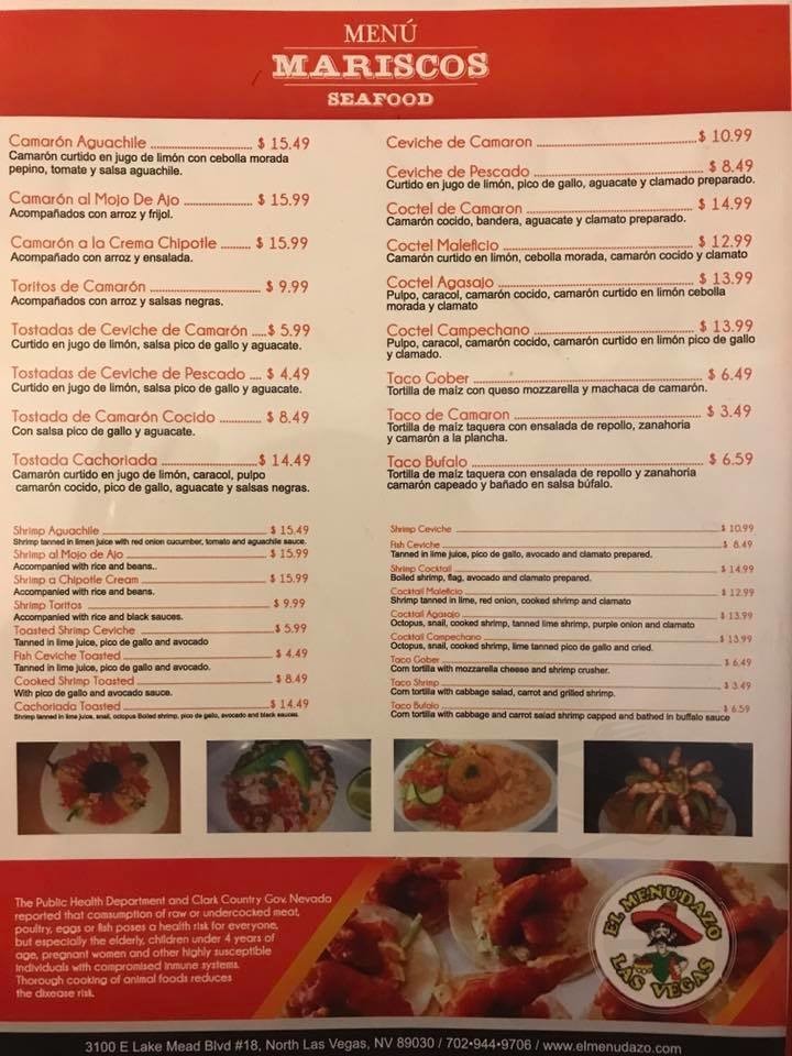 El Menudazo menu in North Las Vegas, Nevada, USA