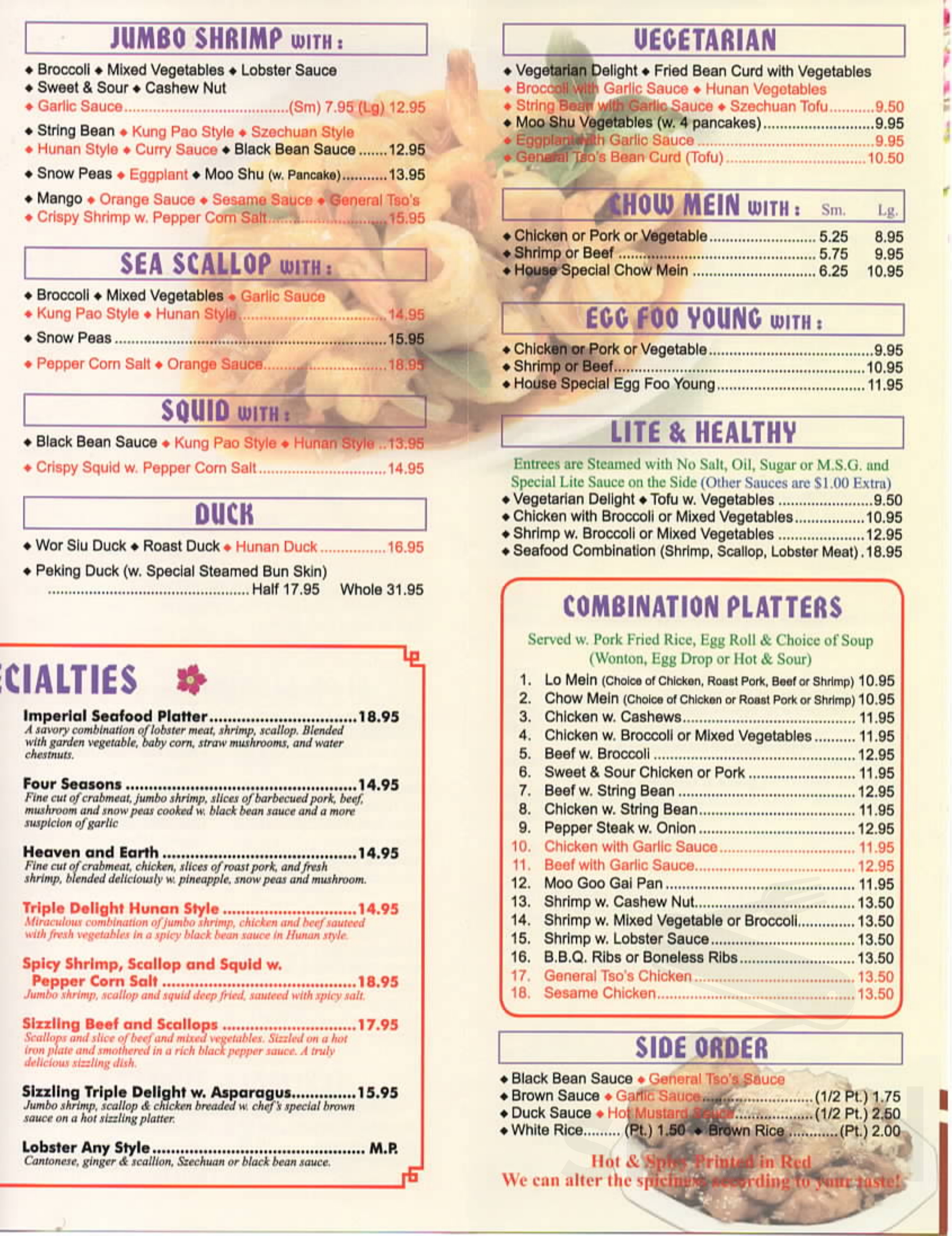 Menu - Huntingdon Valley PA's Asian Taste Inn | Sirved