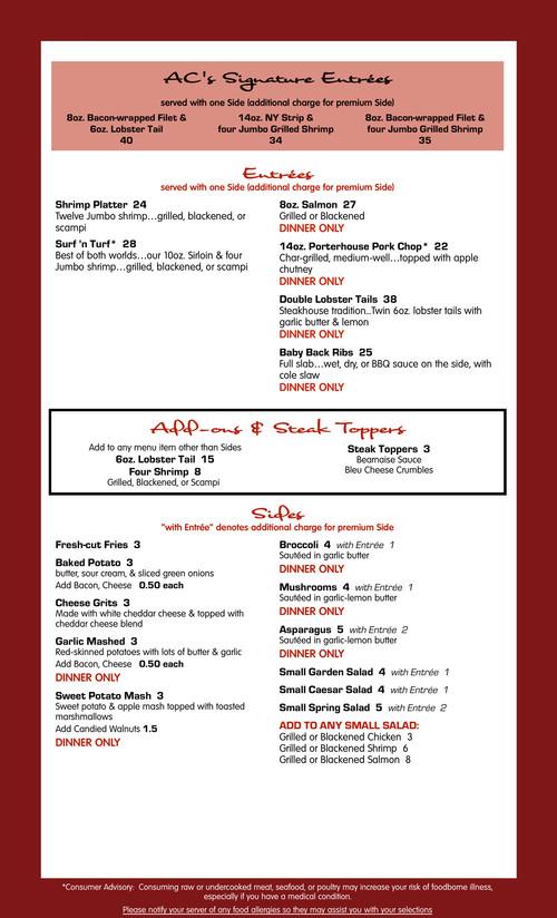AC's Steakhouse Pub-Hernando menu in Hernando, Mississippi, USA