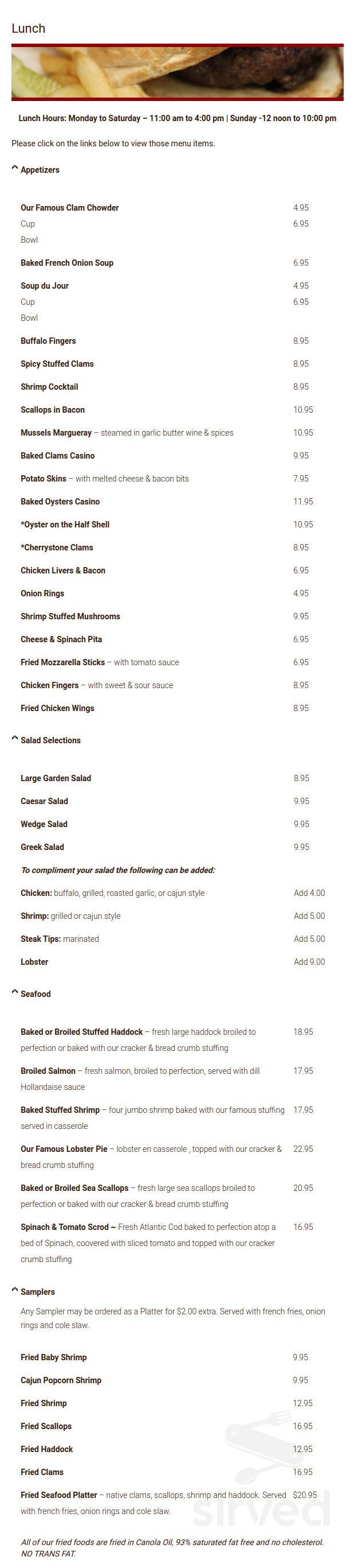 Century House Restaurant menus in Peabody, Massachusetts, United States