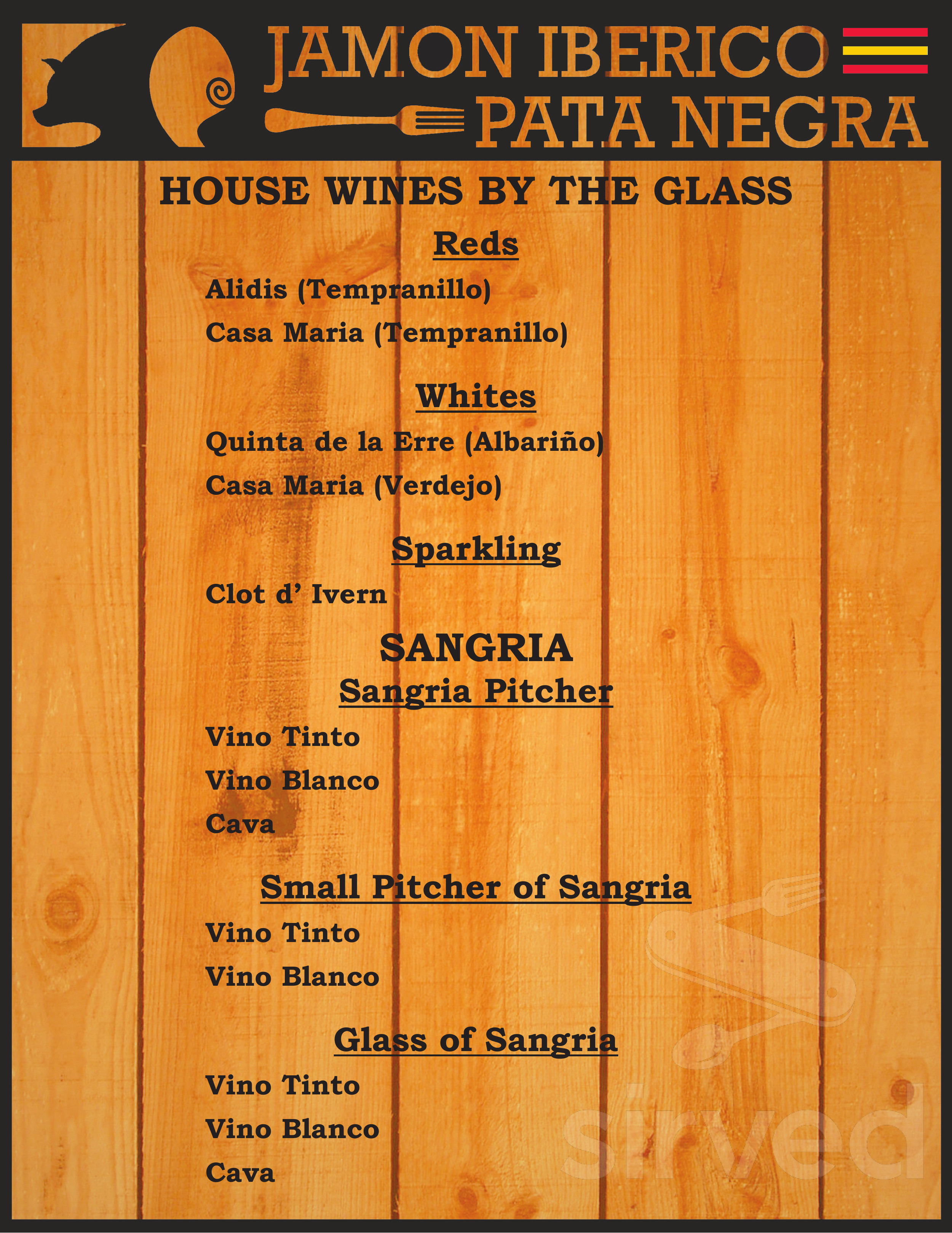 Jamon Iberico Pata Negra Restaurant menu in Miami, Florida, USA