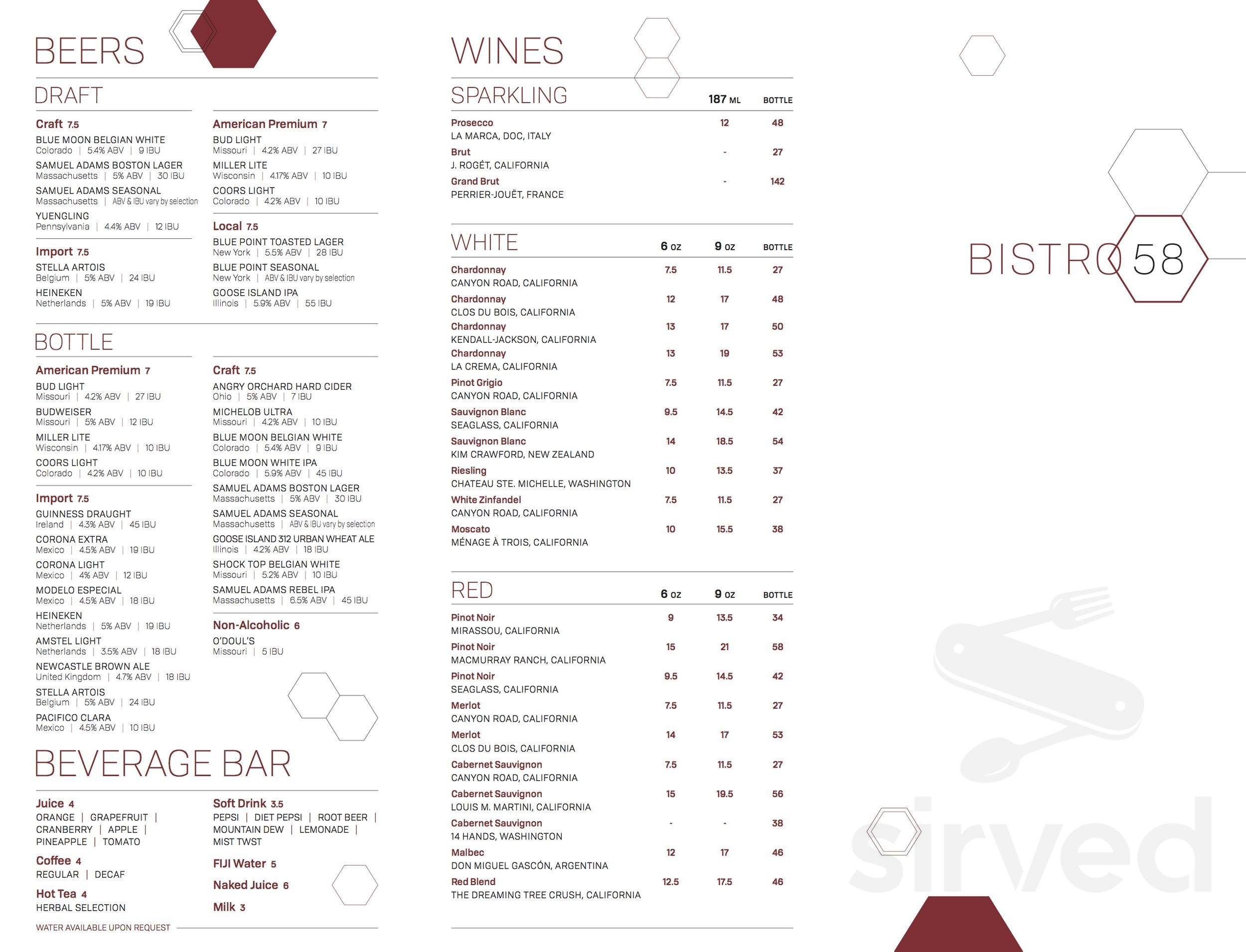 Menu for Jake's 58 Casino Hotel in Islandia, NY | Sirved