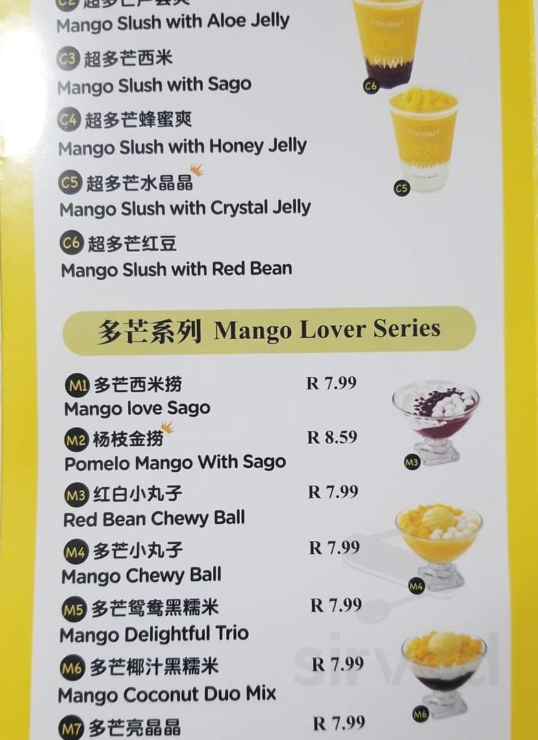 Hui Lau Shan Hamilton 許留山 Boba + Mango Desserts menu in Hamilton ...