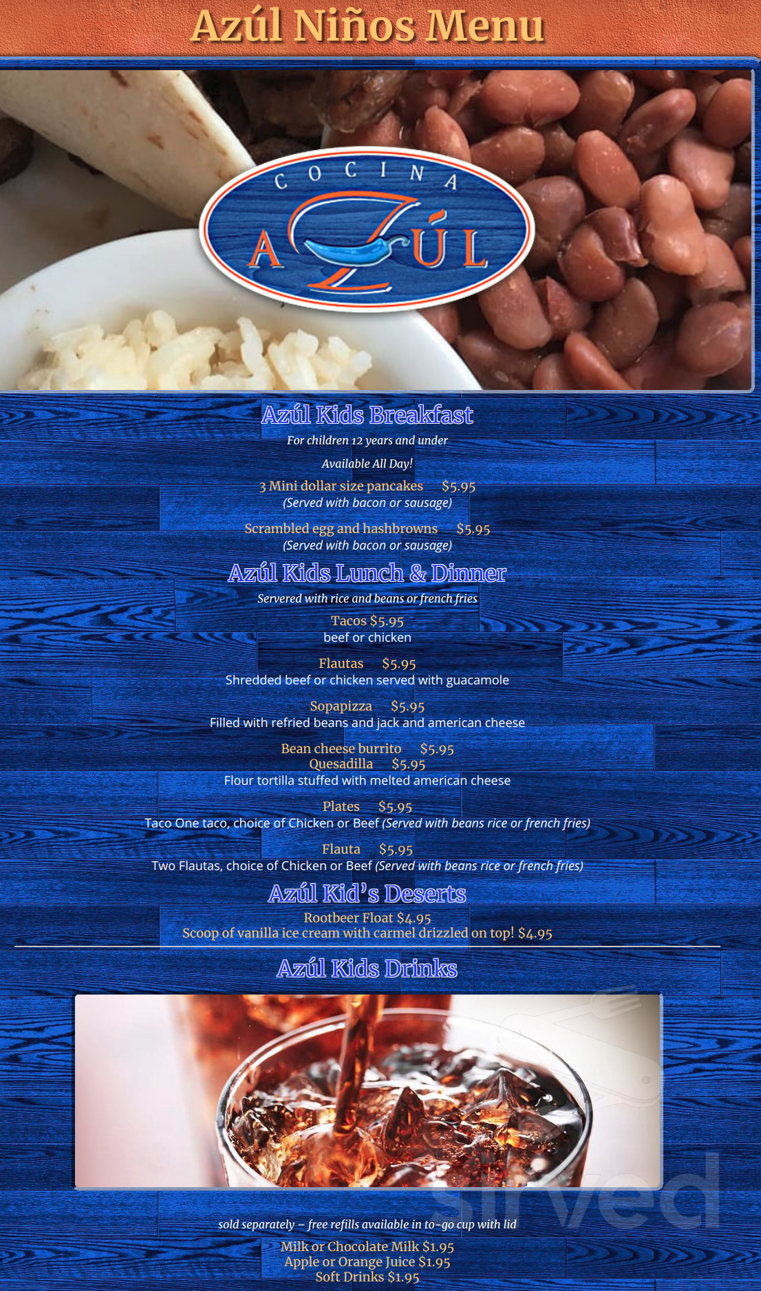The ORIGINAL Cocina Azul at 12th & Mountain Rd menu in Albuquerque, New ...