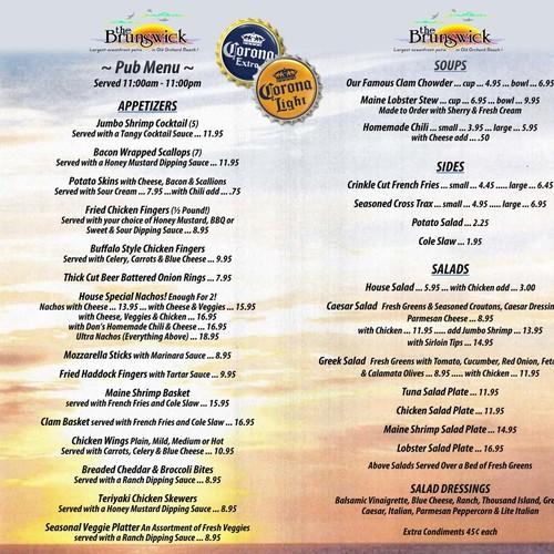 The Brunswick menu in Old Orchard Beach, Maine, USA