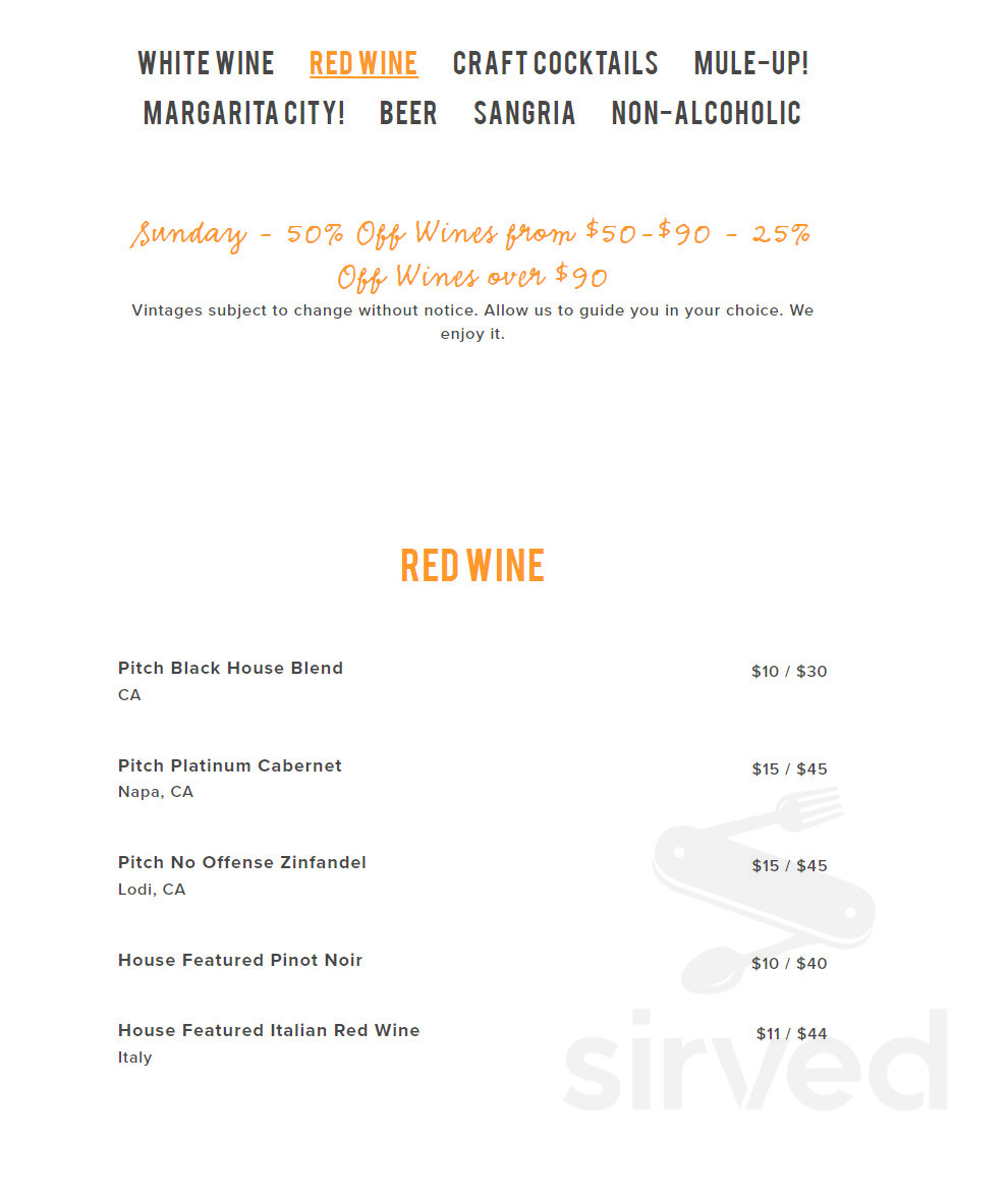 Menu for Pitch in Scottsdale, AZ | Sirved