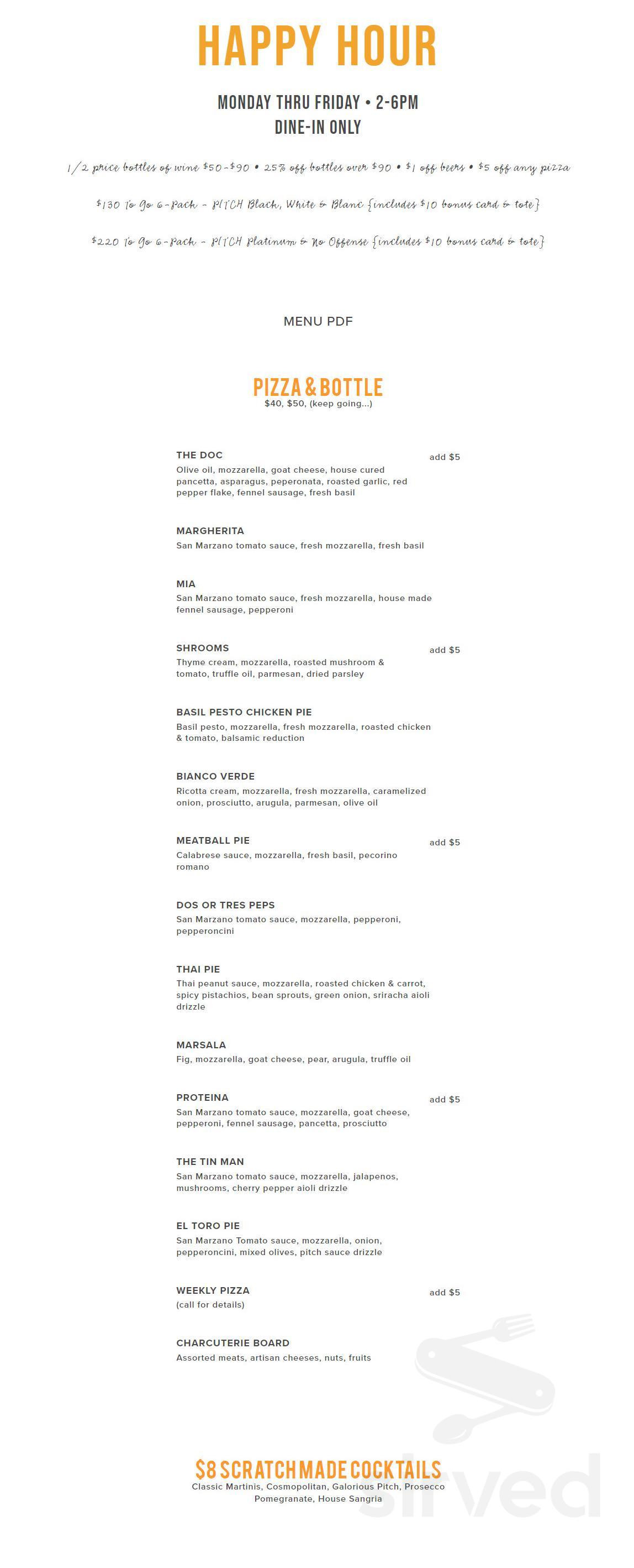 Menu for Pitch in Scottsdale, AZ | Sirved