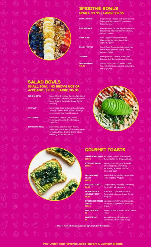 Sunn Health Bar menu in Enumclaw, Washington, USA