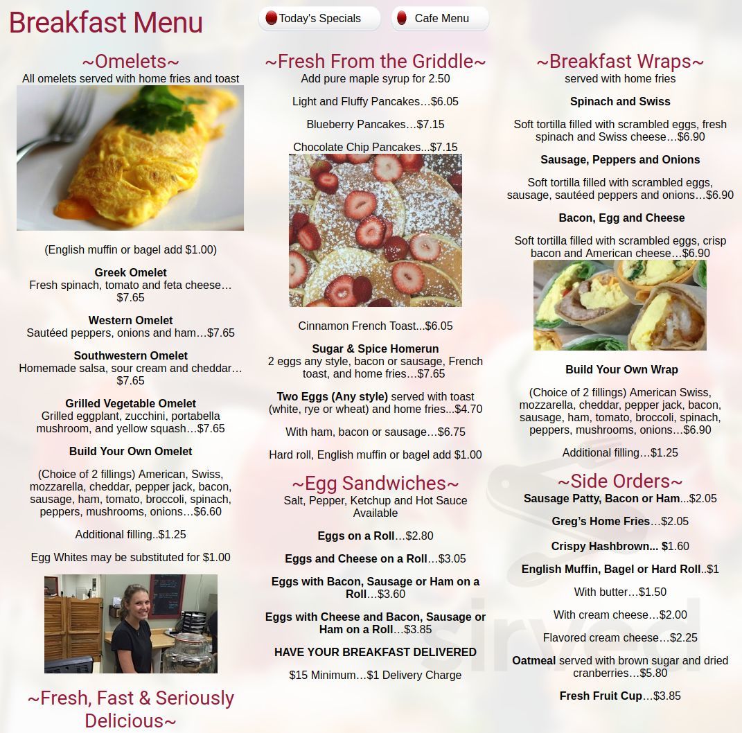Menu - Poughkeepsie NY's Sugar & Spice Cafe and Spice Catering | Sirved