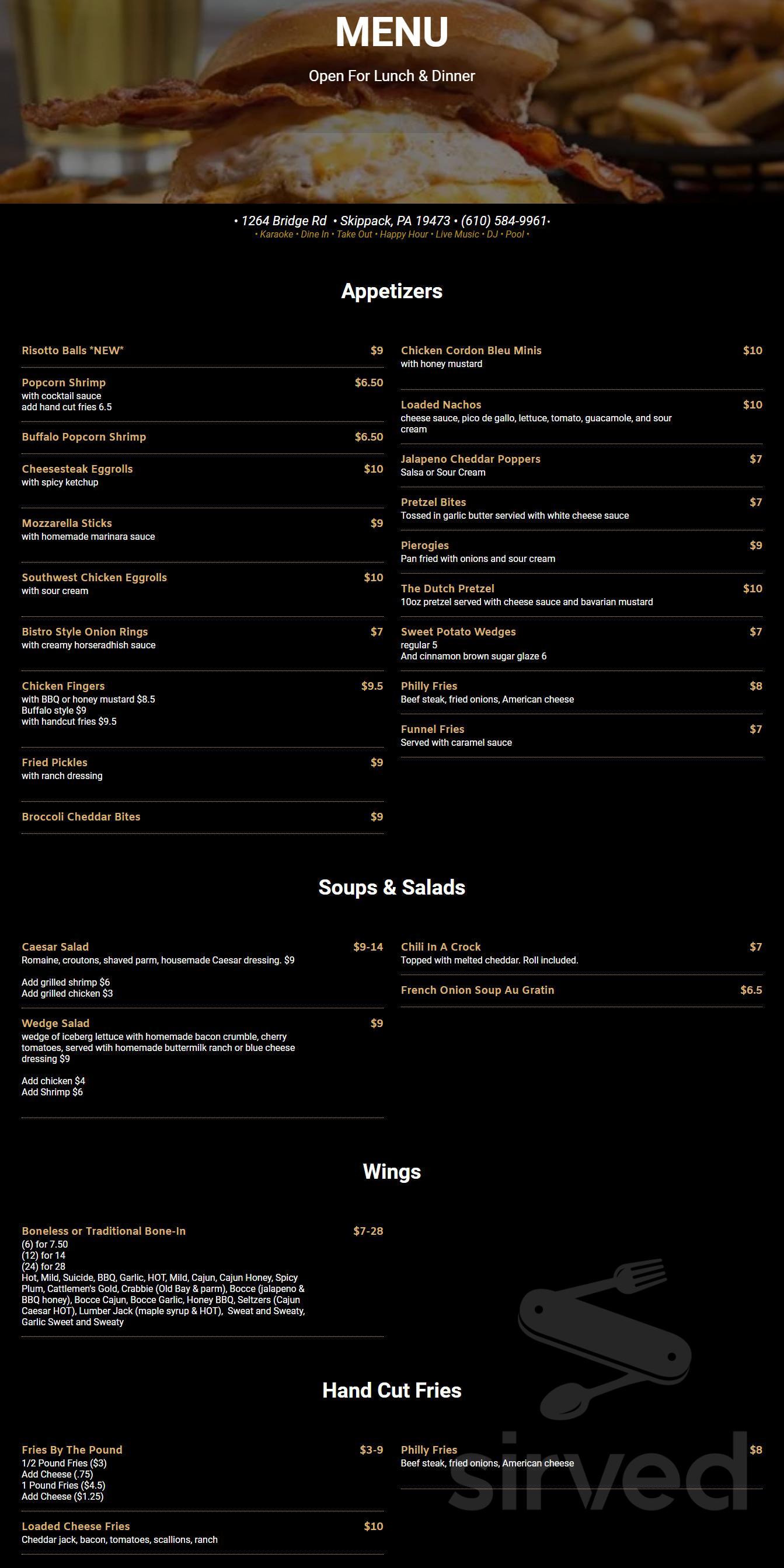 Menu - Schwenksville PA's The Dutch Cottage Tavern | Sirved
