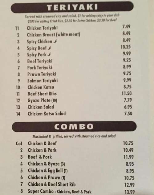 Teriyaki Point menu in Arlington, Washington, USA