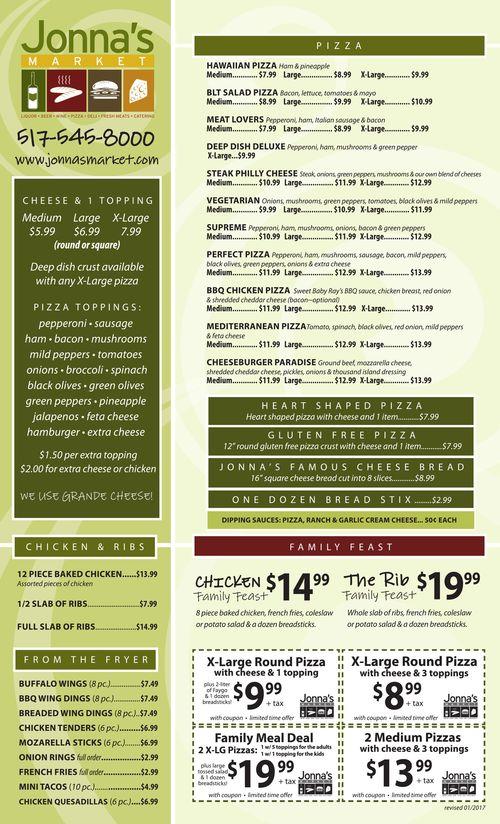 Jonna's Market menu in Howell, Michigan, USA