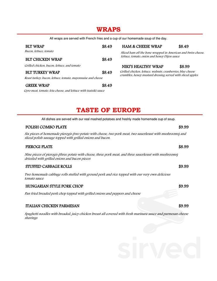 Ivana's Cafe menu in Plano, Illinois, USA