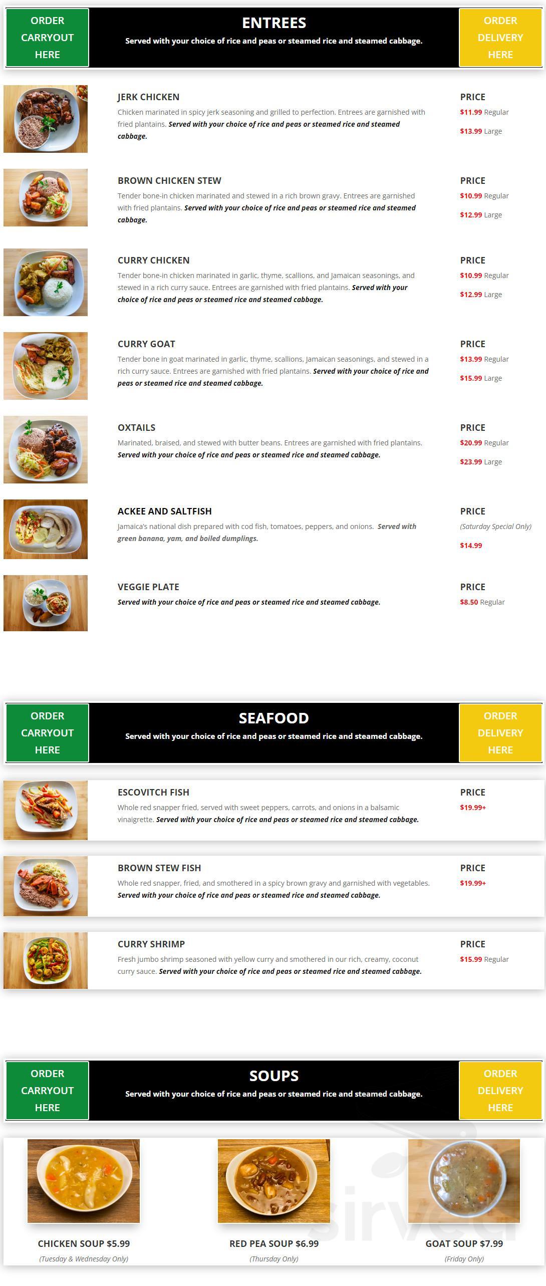 Yeah Man Jamaican Restaurant menu in Mableton, Georgia, USA