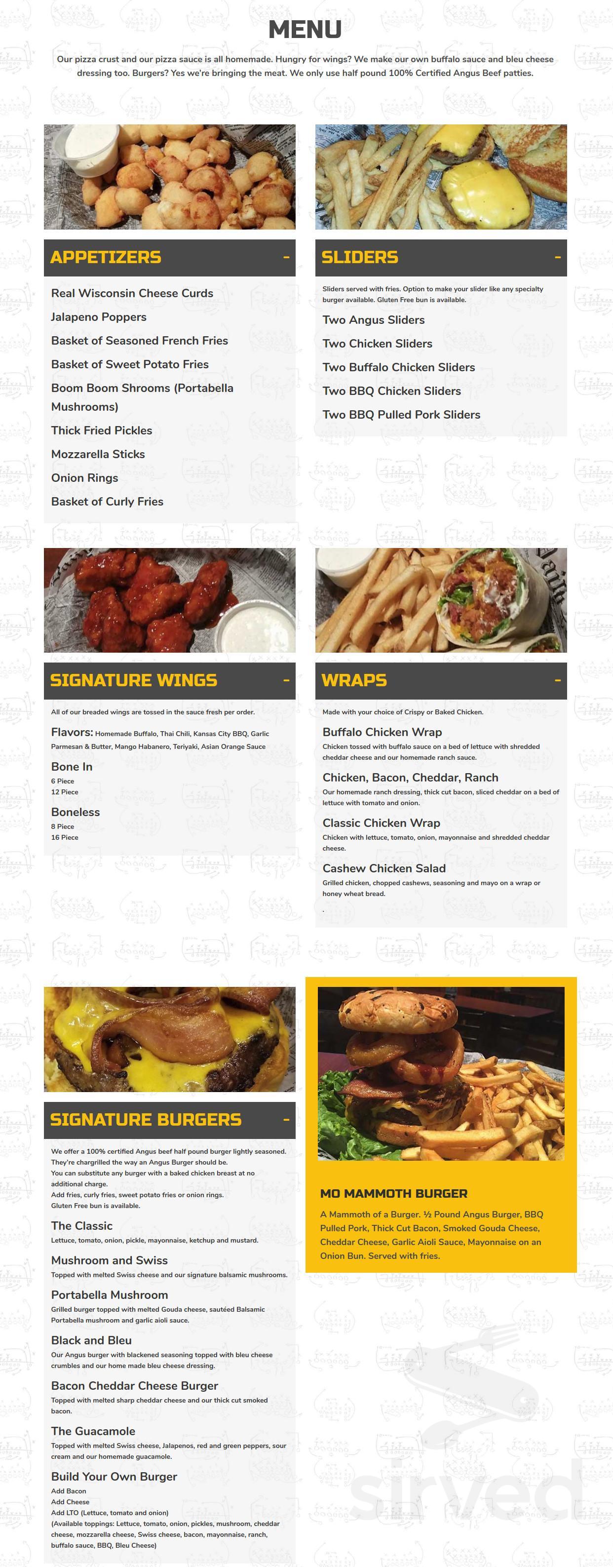 Mo's Pub menu in Escanaba, Michigan, USA