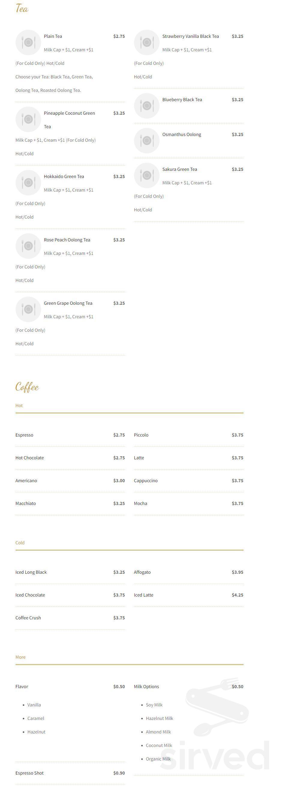 Brecotea menu in Cary, North Carolina, USA