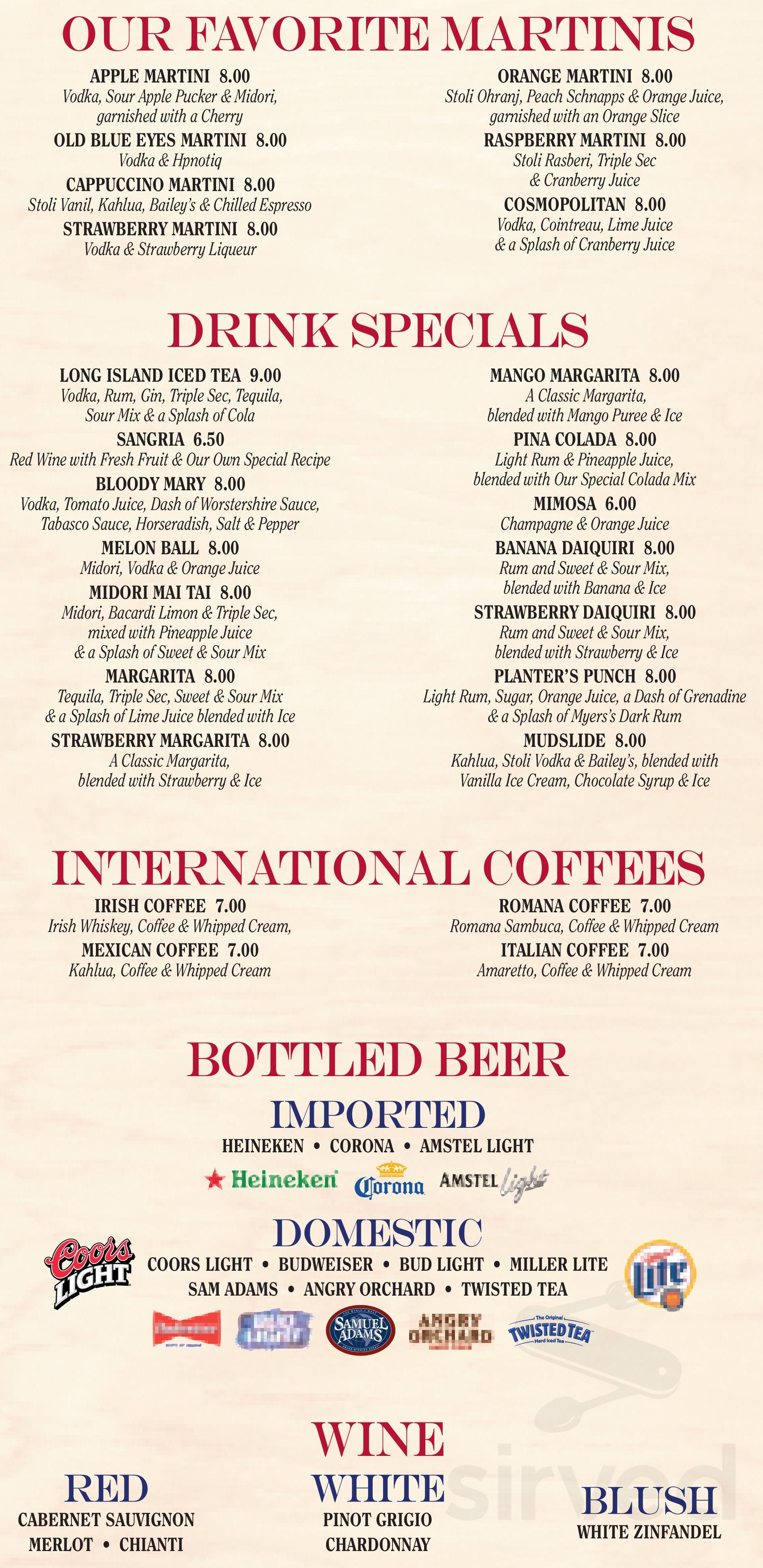 Nutley Diner menu in Nutley, New Jersey, USA