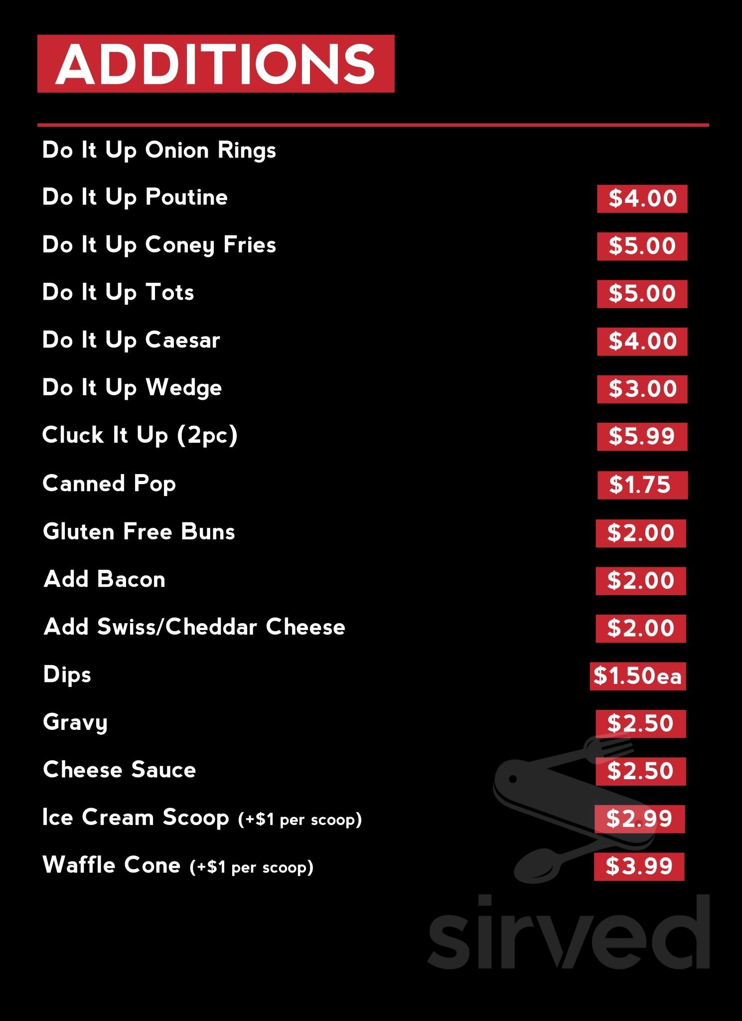 Menu - Barrie ON's Burger Royale | Sirved