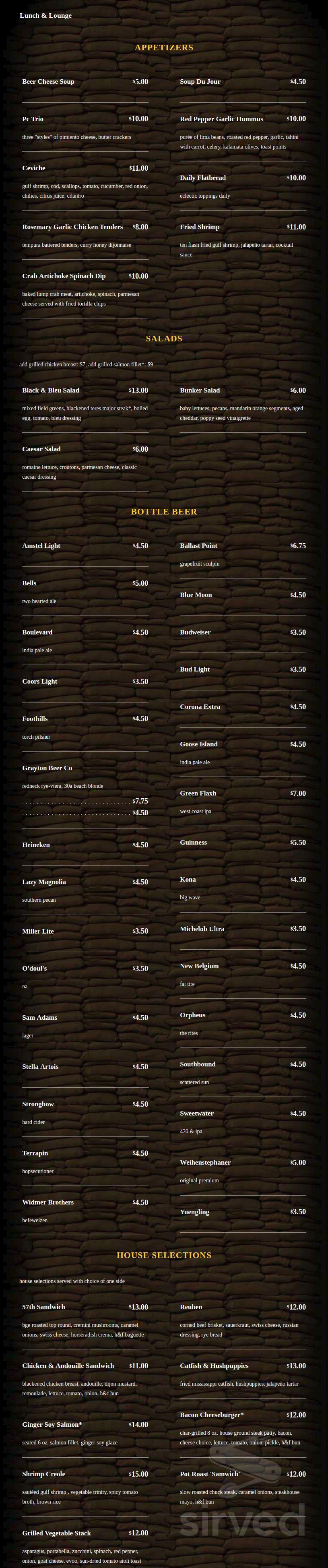 The 57th Fighter Group Restaurant menu in Atlanta, Georgia, USA