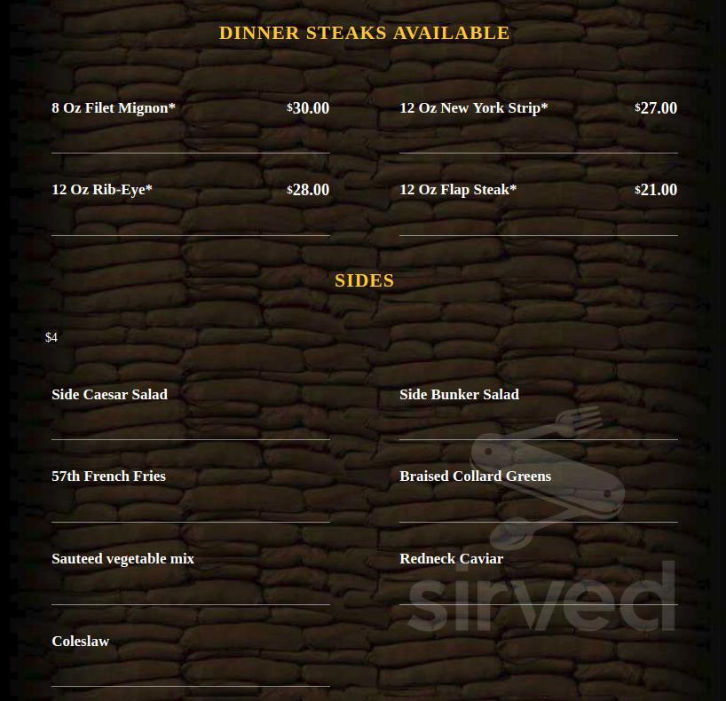 The 57th Fighter Group Restaurant menu in Atlanta, Georgia, USA