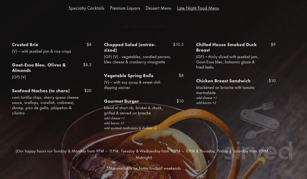 Allen Street Grill menu in State College, Pennsylvania, USA