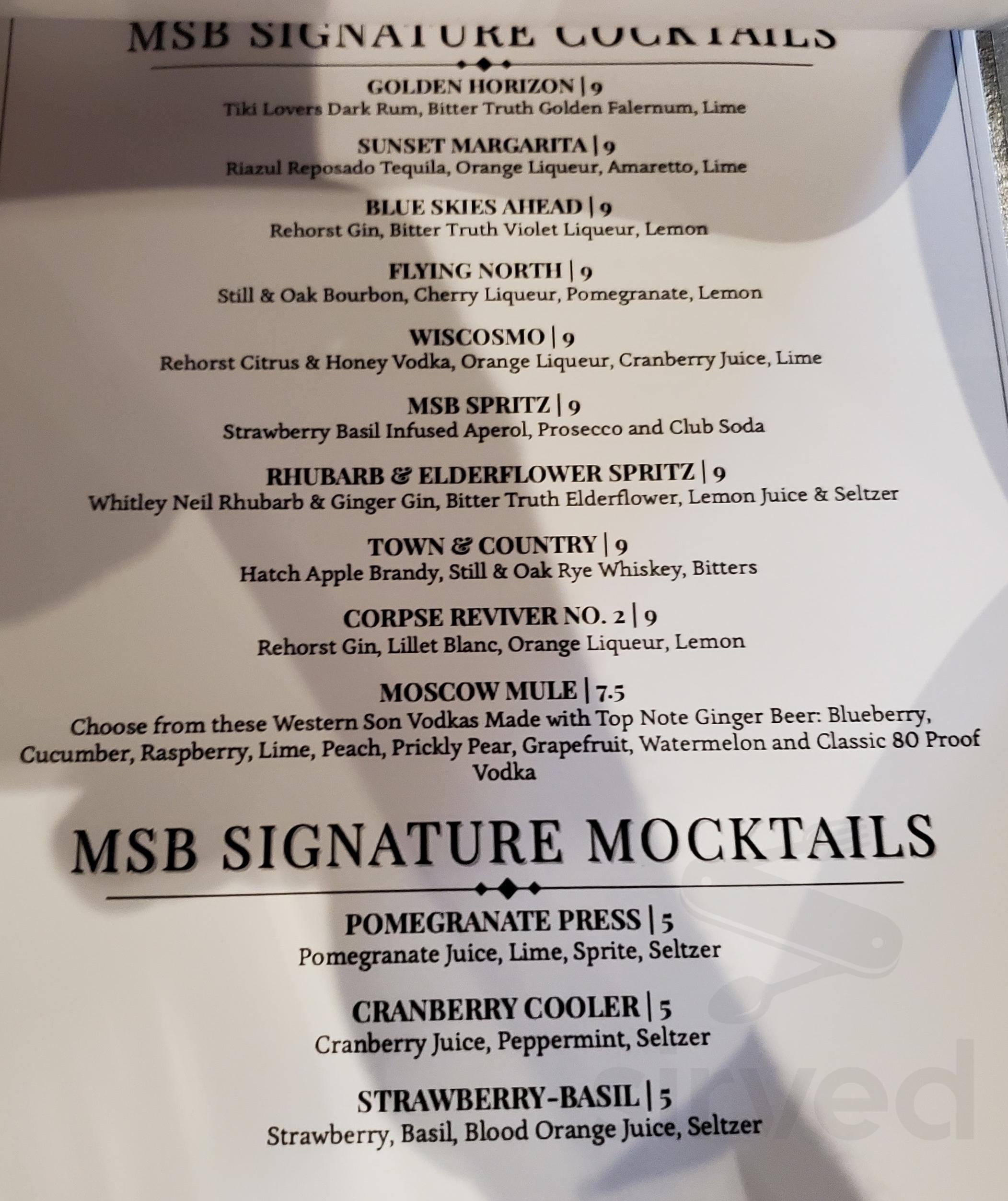 Meade Street Bistro menu in Appleton, Wisconsin, USA