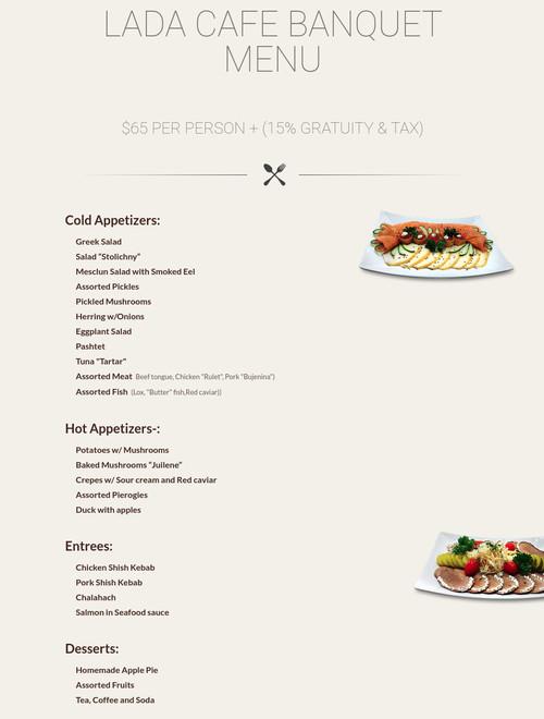 Lada Cafe menu in Cliffside Park, New Jersey, USA