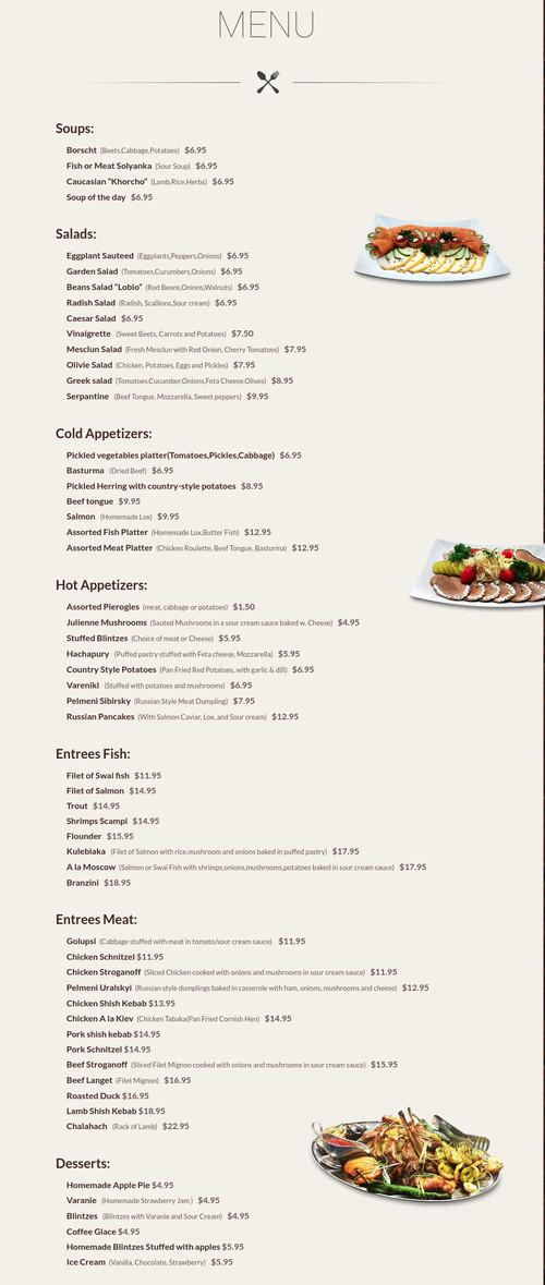 Lada Cafe menu in Cliffside Park, New Jersey, USA