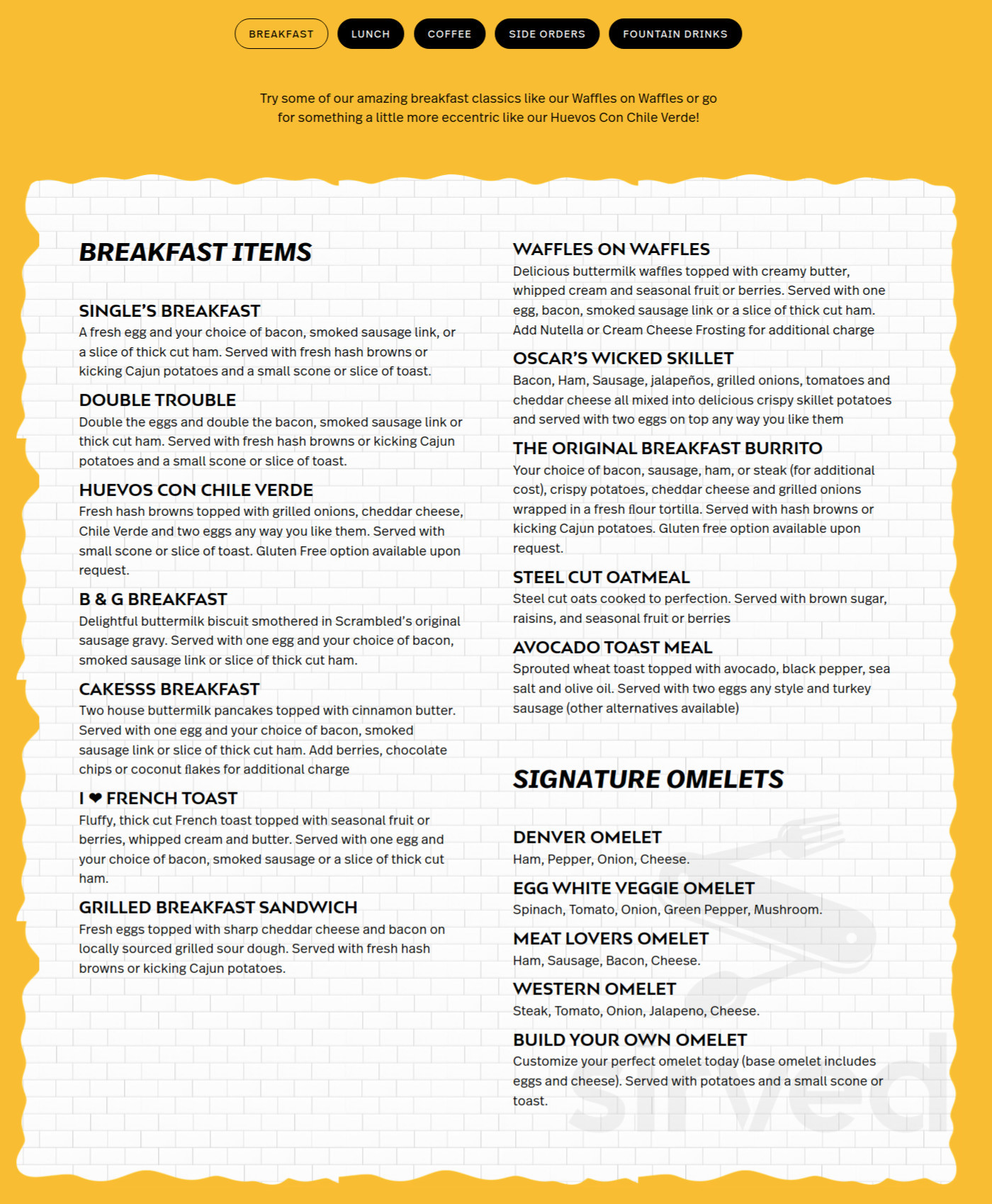 Scrambled! Breakfast + Lunch menu in Layton, Utah, USA