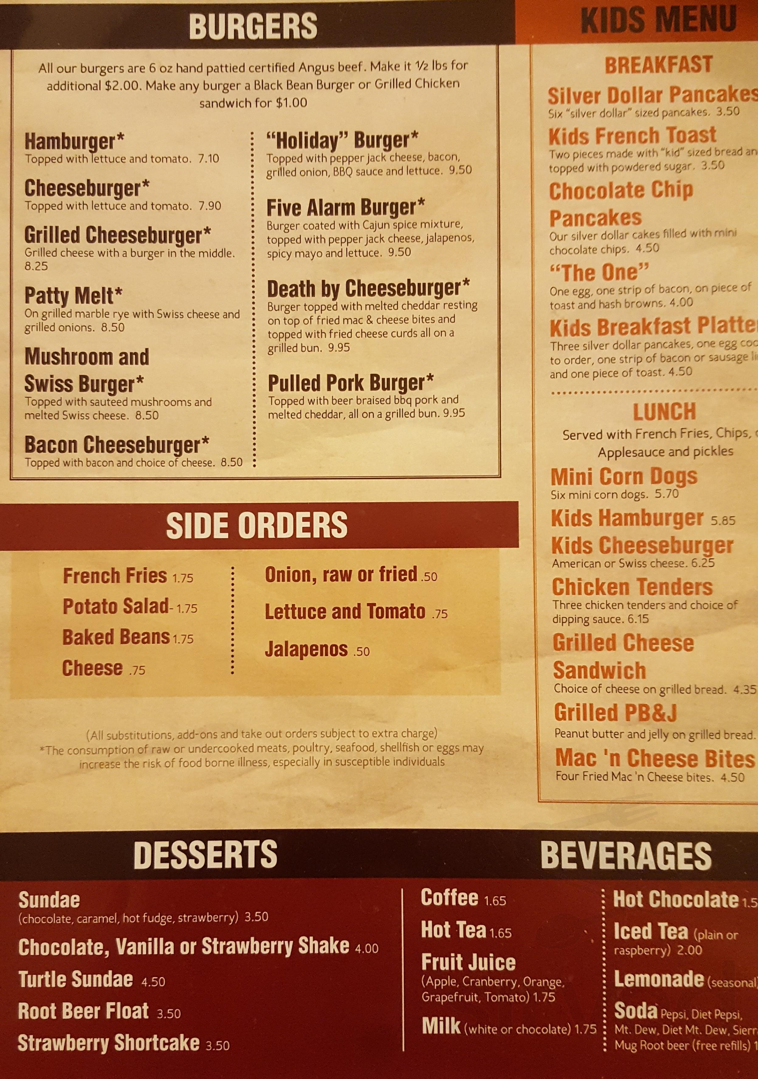 Holiday Cafe menus in Woodruff, Wisconsin, United States