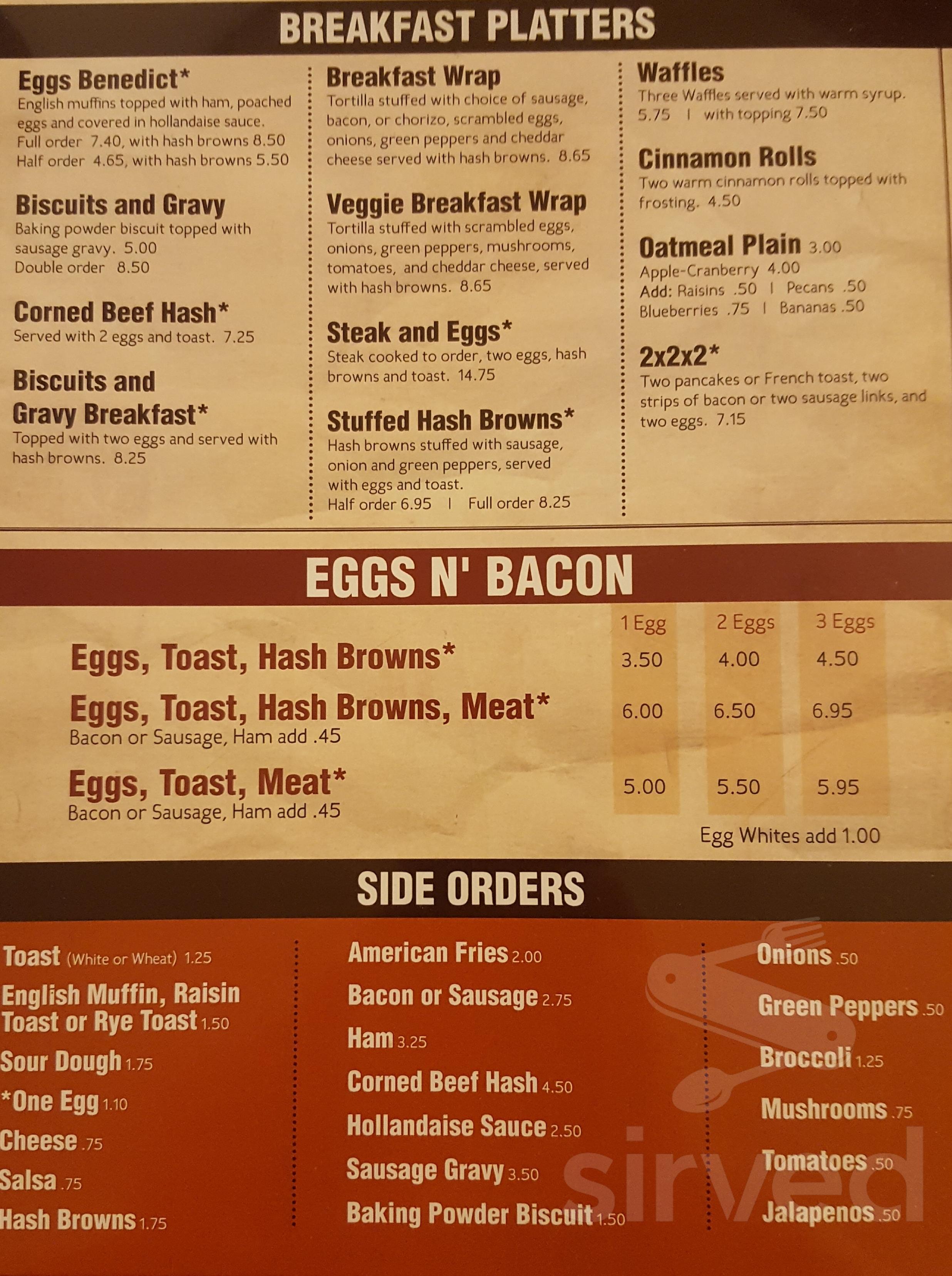 Holiday Cafe menus in Woodruff, Wisconsin, United States