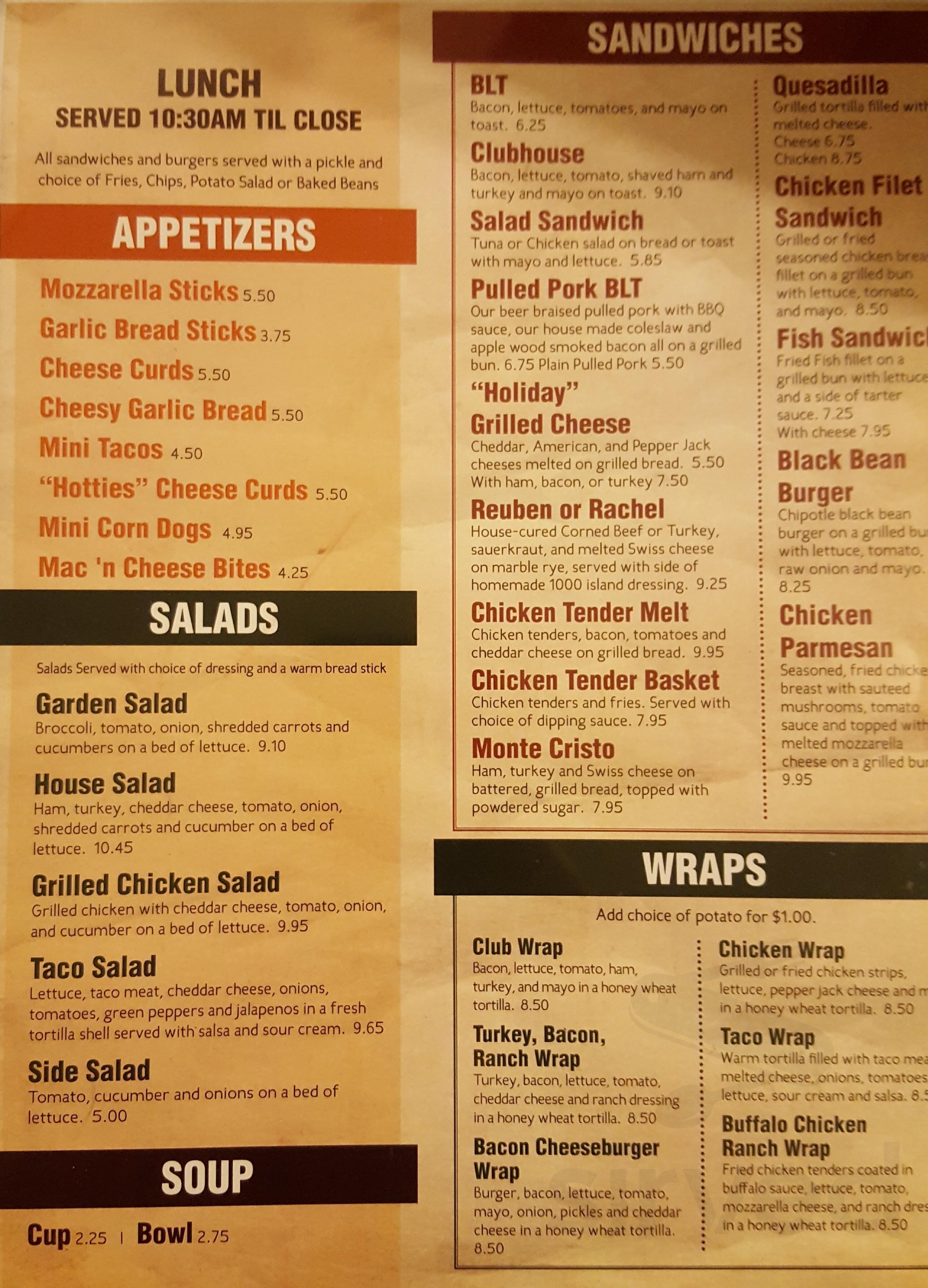 Holiday Cafe menu in Woodruff, Wisconsin, USA