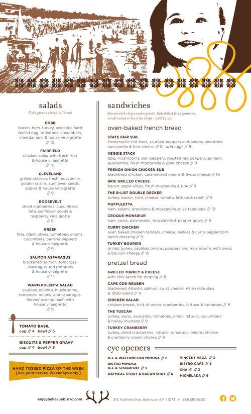 Bellevue Bistro menu in Bellevue, Kentucky, USA