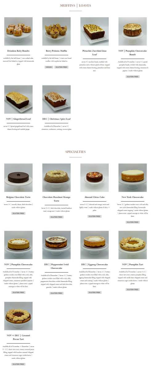 Pure Bliss Desserts menu in Bellingham, Washington, USA