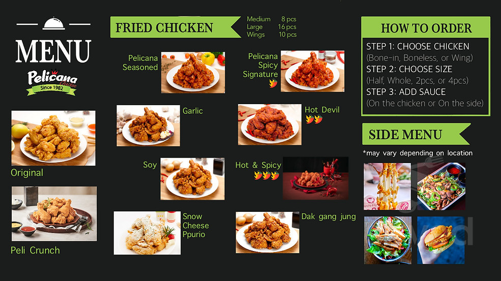 Pelicana Chicken 페리카나 치킨 menu in Burnaby, British Columbia, Canada