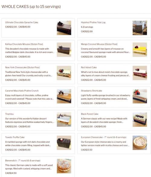 Breka Bakery & Cafe (Fraser) menu in Vancouver, British Columbia, Canada