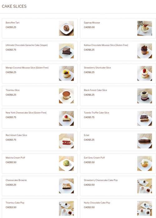 Breka Bakery & Cafe (Fraser) menu in Vancouver, British Columbia, Canada