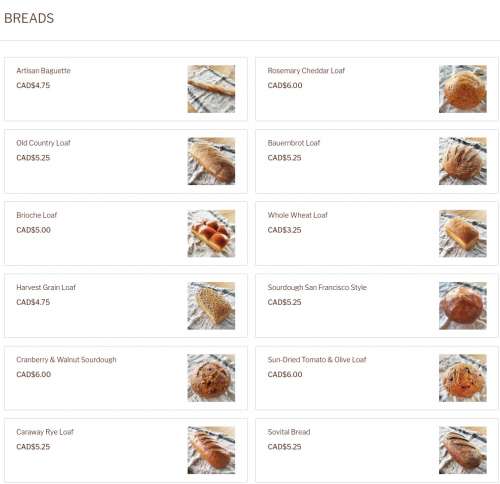 Breka Bakery & Cafe (Fraser) menu in Vancouver, British Columbia, Canada