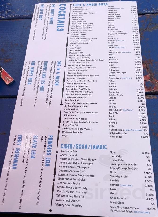 Menu for Shep's in Weatherford, TX | Sirved
