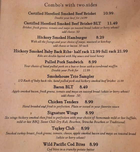 Collins River BBQ & Cafe menus in McMinnville, Tennessee, United States