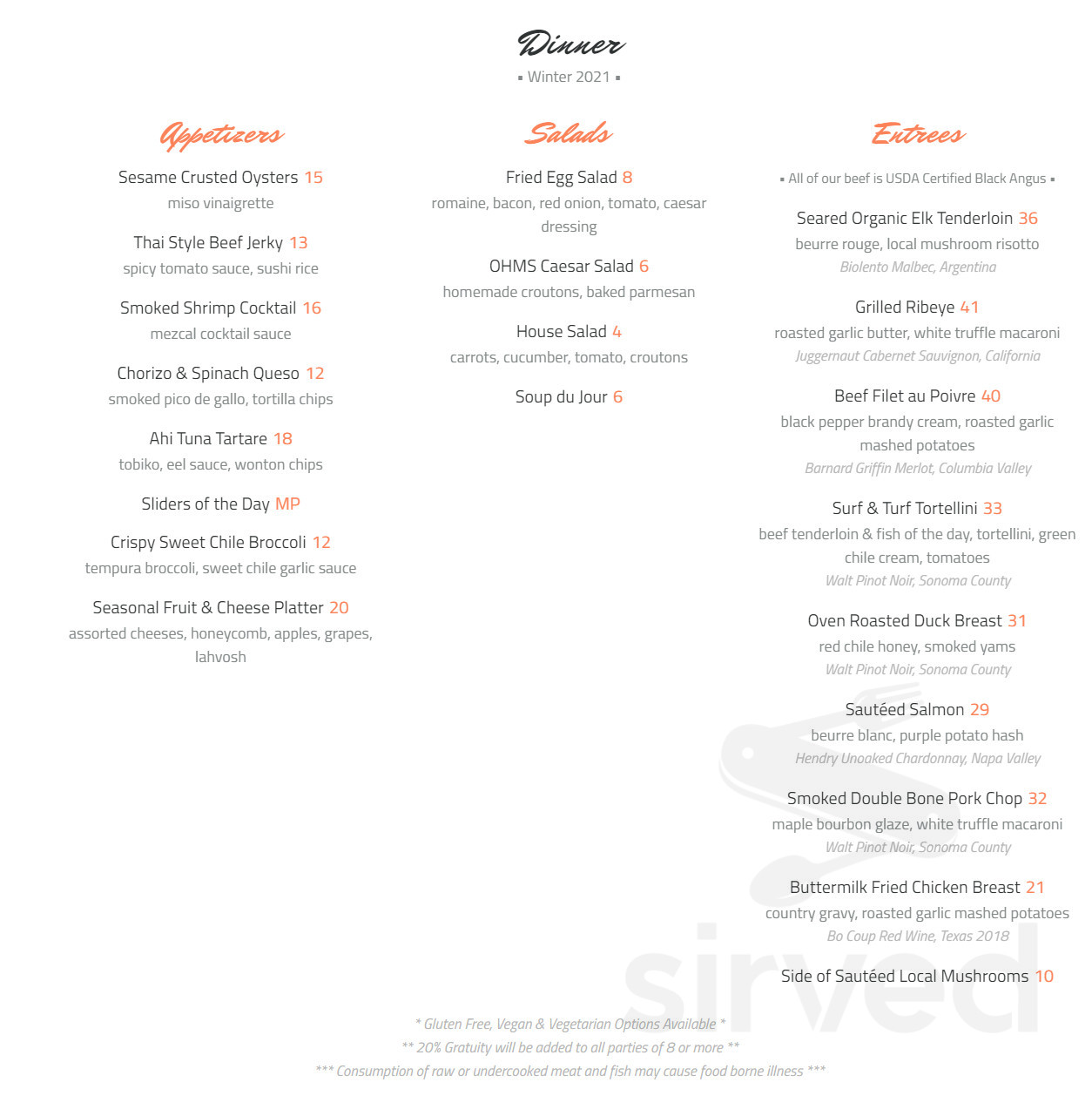 O.H.M.S. Cafe & Bar menus in Amarillo, Texas, United States