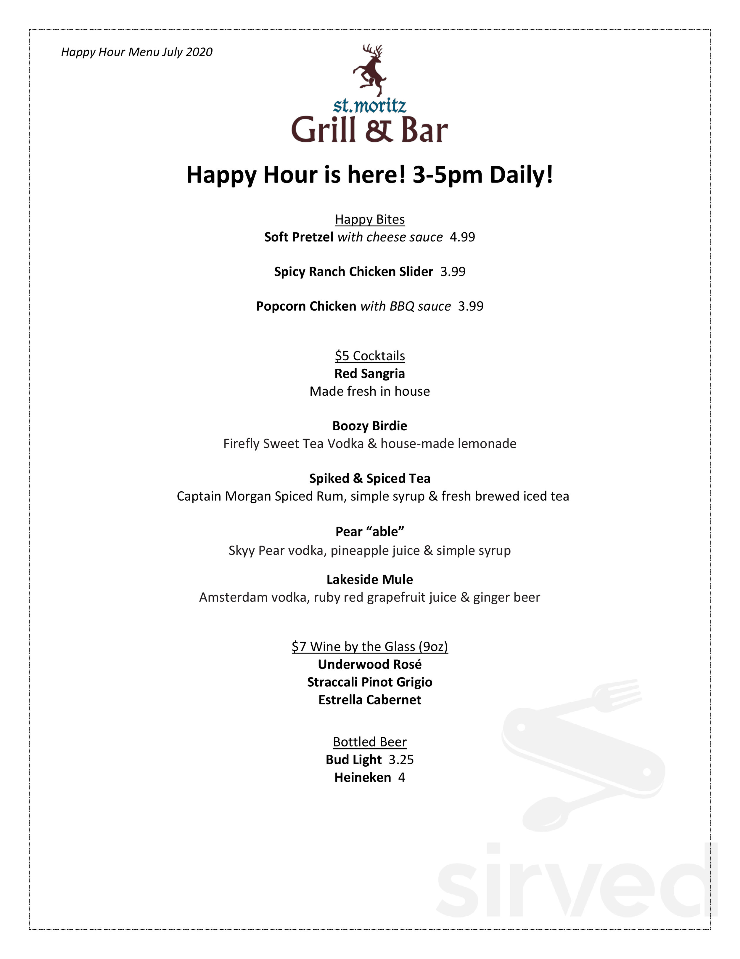 St. Moritz Grill & Bar menus in Sparta Township, New Jersey, United States