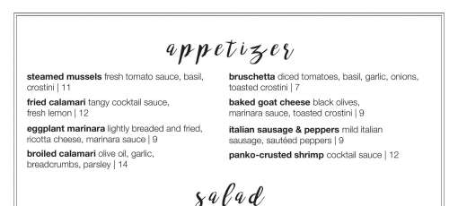 Menu for Balagio in Mokena in Mokena, IL | Sirved
