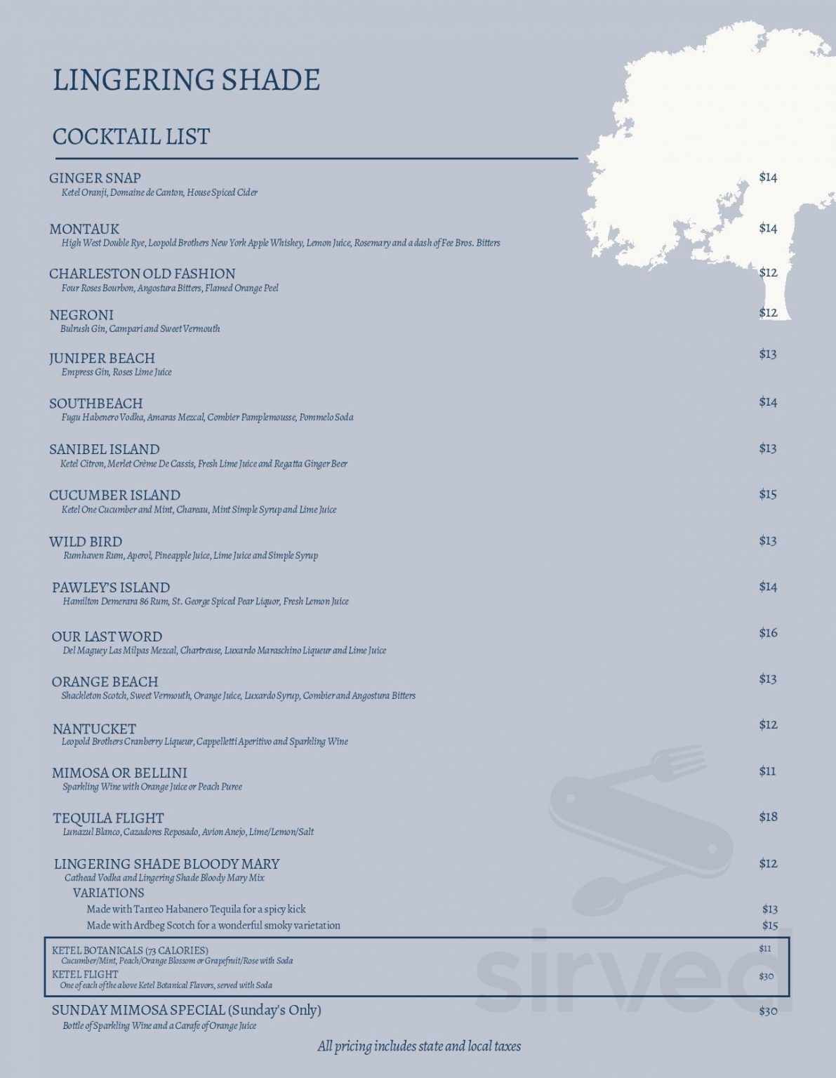 Menu - Atlanta GA's Lingering Shade Social Club | Sirved