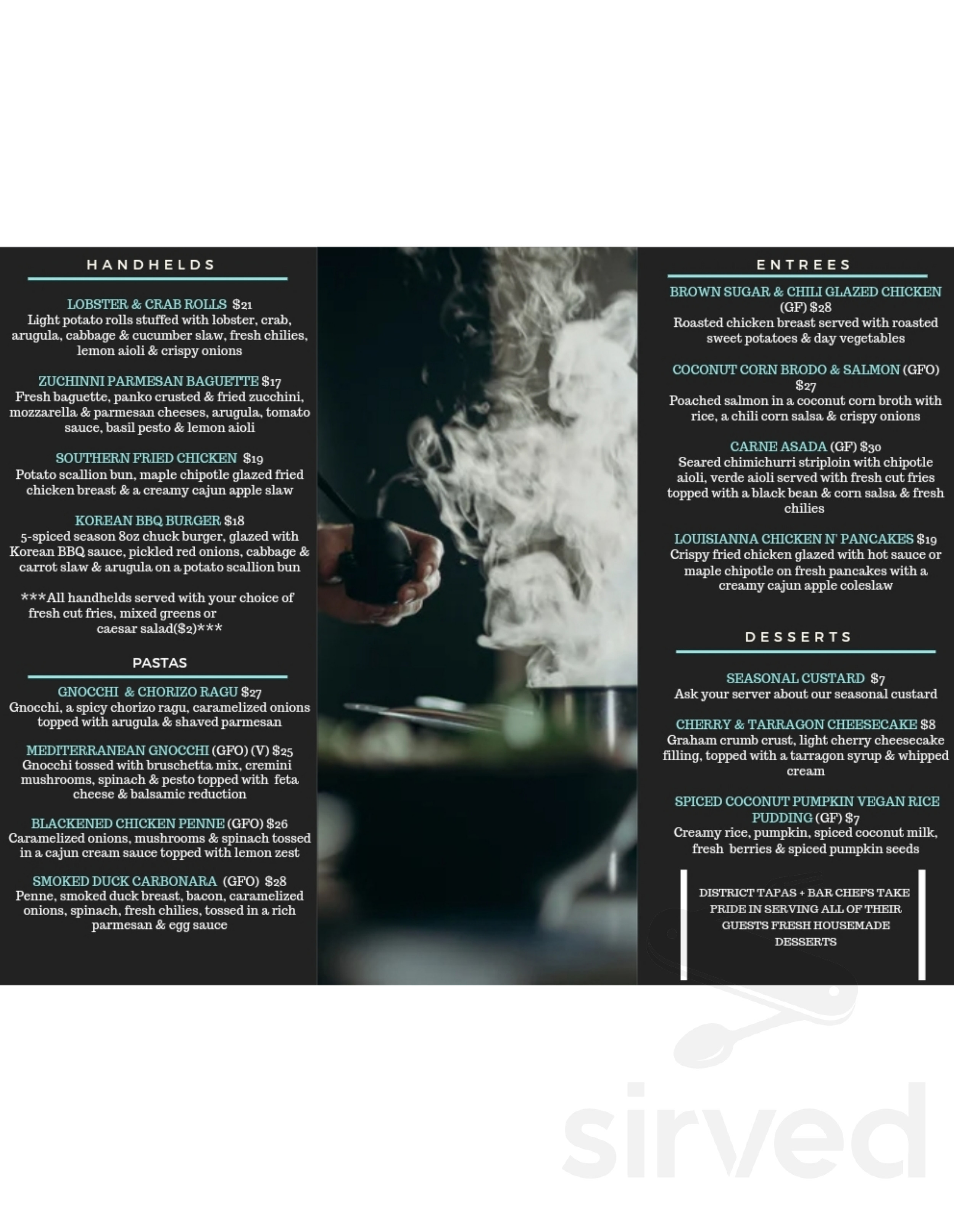 The District Tapas+Bar menu in St. Catharines, Ontario, Canada